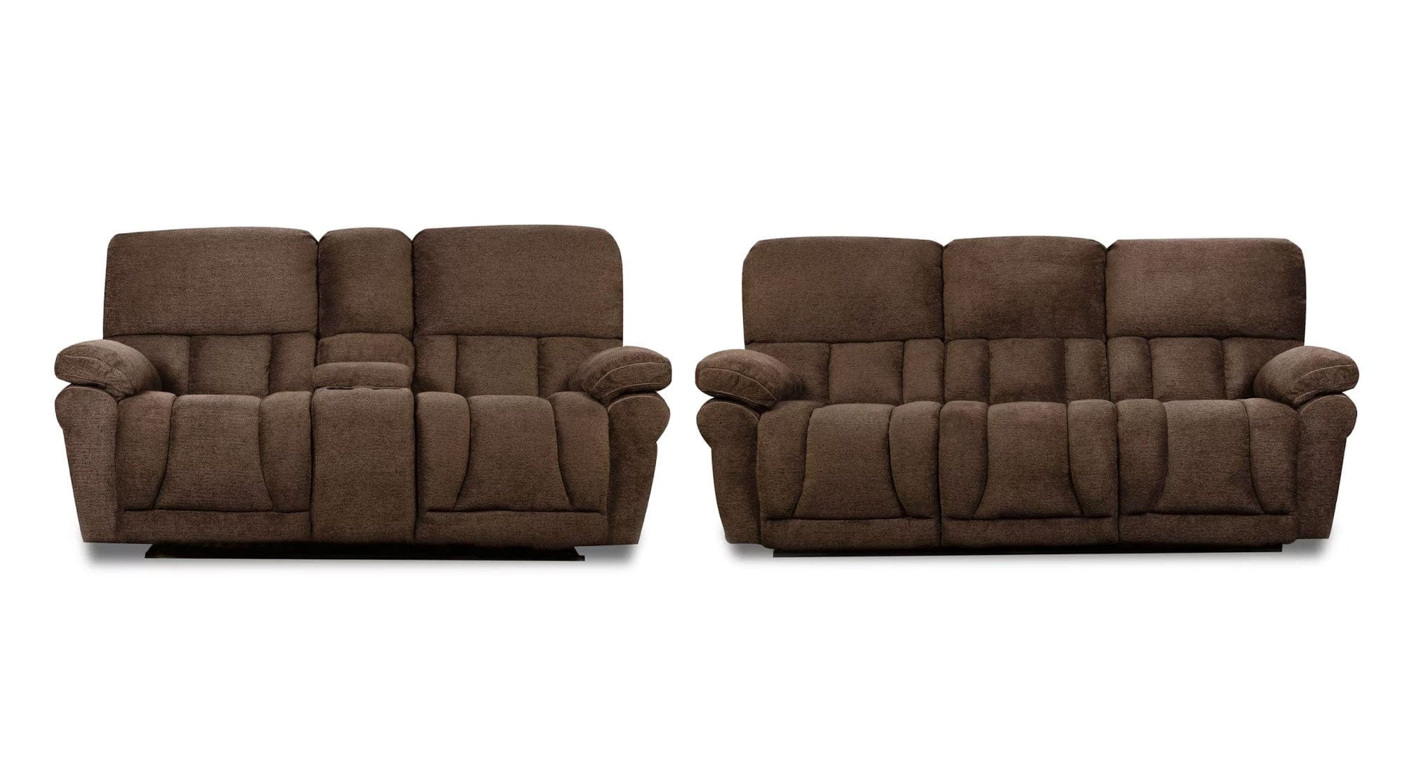 Stonehill Chocolate Brown Fabric Reclining Sofa And Loveseat Set — Casa ...